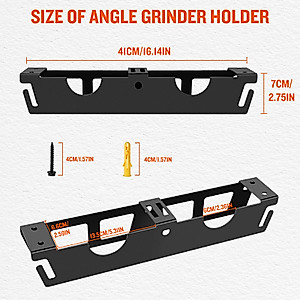 Birstlye Angle Grinder Holder,2 Bay Angle Grinder Rack Wall Mount Bracket, Angle Grinder Storage Rack With Screws & Screw Caps for Cutters Polishers Angle Grinders