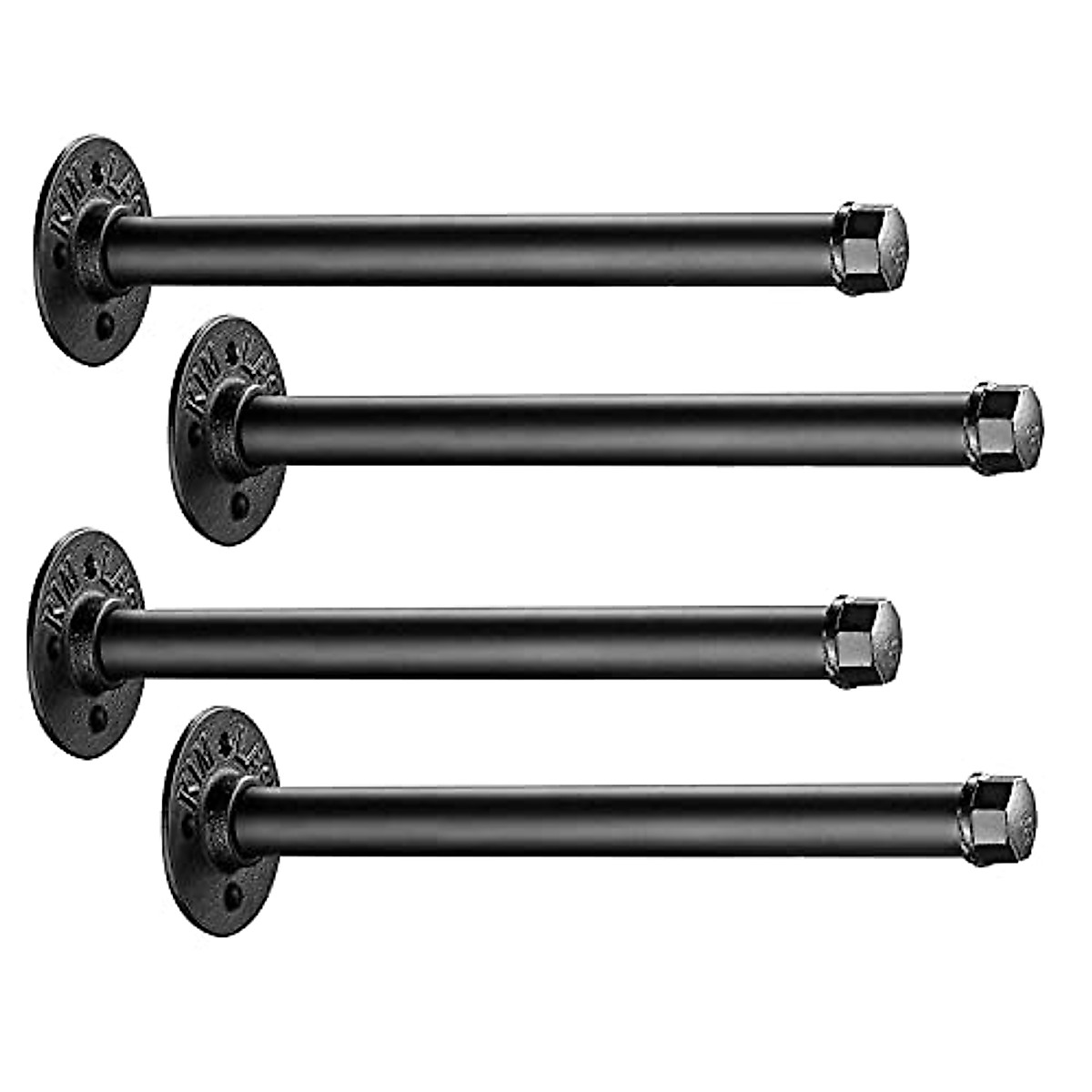 Industrial Pipe Clothing Rack, Hanging Rod for Closet, Wall Mounted Multi Purpose (10 inch 4 Pack)