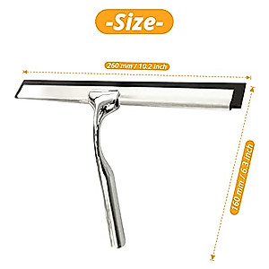 DEFUTAY Stainless Steel Shower Squeegee for Kitchen,Bathroom,Shower Doors, Windows, Mirror,Car Glass,Windshield,All-Purpose Cleaning Squeegee Tool (Stainless Steel)