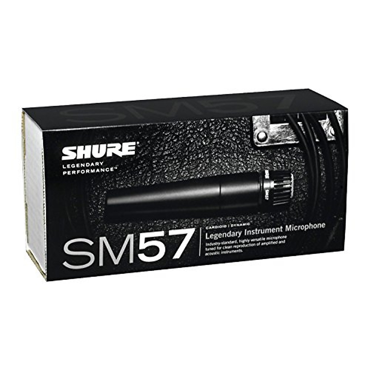 Shure SM57-LC Instrument/Vocal Cardioid Dynamic Microphone Bundle with Mic Boom Stand, XLR Cable, Mic Clip, and Bag