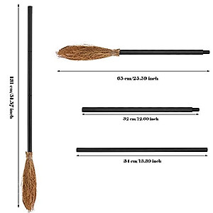 4 Pieces Halloween Witch Brooms Costume Witch Broomstick Plastic Broom Props for Halloween Cosplay Favors