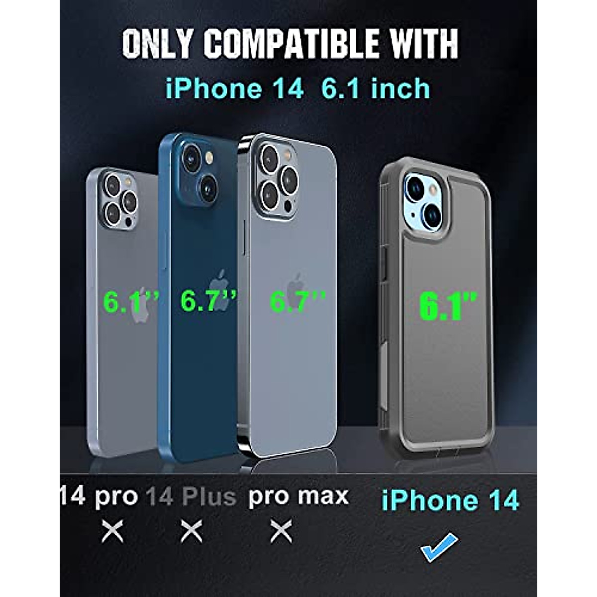 ibelief Designed for iPhone 14 Case, MIL-Grade Drop Tested Phone Case for iPhone 14 6.1'' (Black)