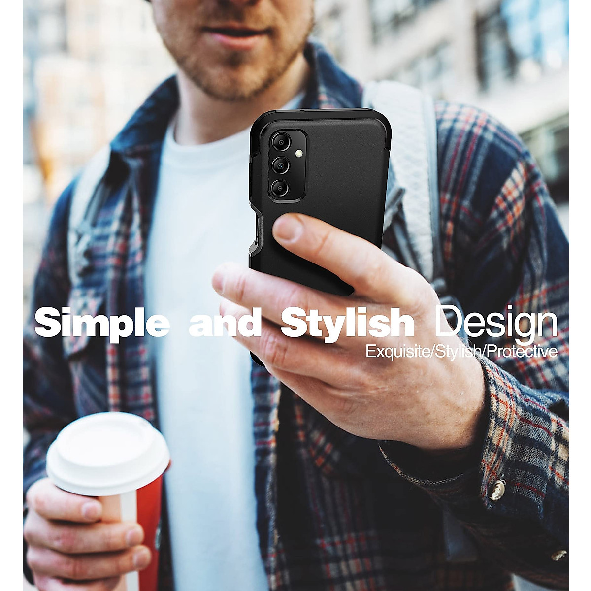 SURITCH for Samsung Galaxy A14 5G Phone Case, [Built-in Screen Protector] Heavy Duty Protection Shockproof Rugged Dual-Layer Phone Cover-Black