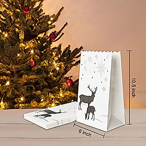 Homemory 24-Count Christmas Luminary Bags - Flame Resistant Tealight Candle Bags - Stars Elks Deer Luminaries for Thanksgiving, Christmas, Party Decoration