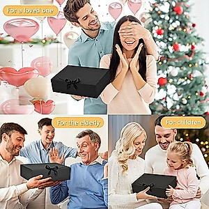 12Pack Black Gift Boxes with Lids, 12×9.8×3.1 Inch Groomsmen Proposal Box, Luxury Black Gift Box with Ribbon for Wedding Box, Birthday Box, Party Box, Christmas Boxes,Bridesmaid Box,Graduation Gift Box (Black)