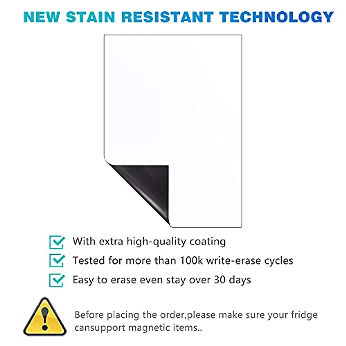 Whiteboard Magnetic Dry Erase Board Self Adhesive for Any Smooth Surface with New Stain Resistant Technology,Home Kitchen Fridge Shopping List and Office Notice Board (12” X 8”)