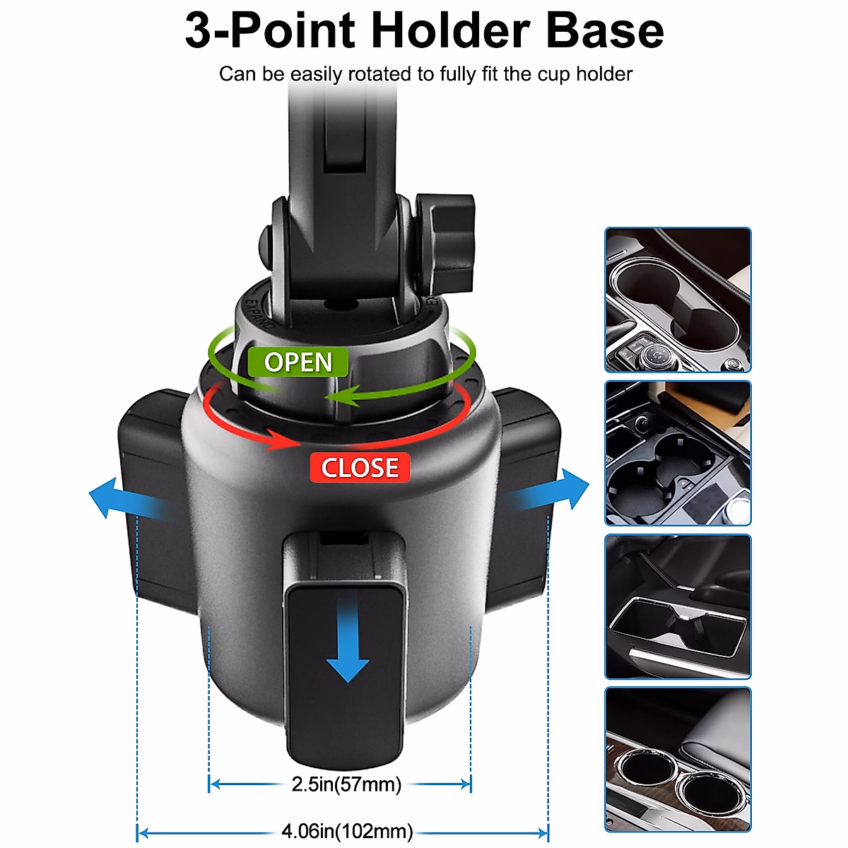 woleyi Cup Holder Car Tablet Mount, iPad Mount Holder for Car/Truck, 360° Rotation Adjustable Universal Tablet Stand Cradle Compatible with iPad Pro Air Mini, Galaxy Tabs, Cell Phones, 4.7-13" Devices