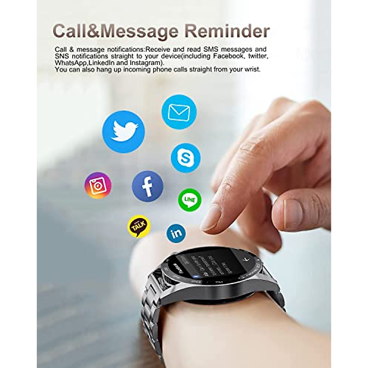 LIGE Smart Watch for Men Bluetooth Call Answering, Fitness Tracker Watch with Heart Rate/BP/Sleep Monitor Step Counter, 2023 1.3'' HD Full Touch Screen Waterproof Smartwatches for iPhone Android