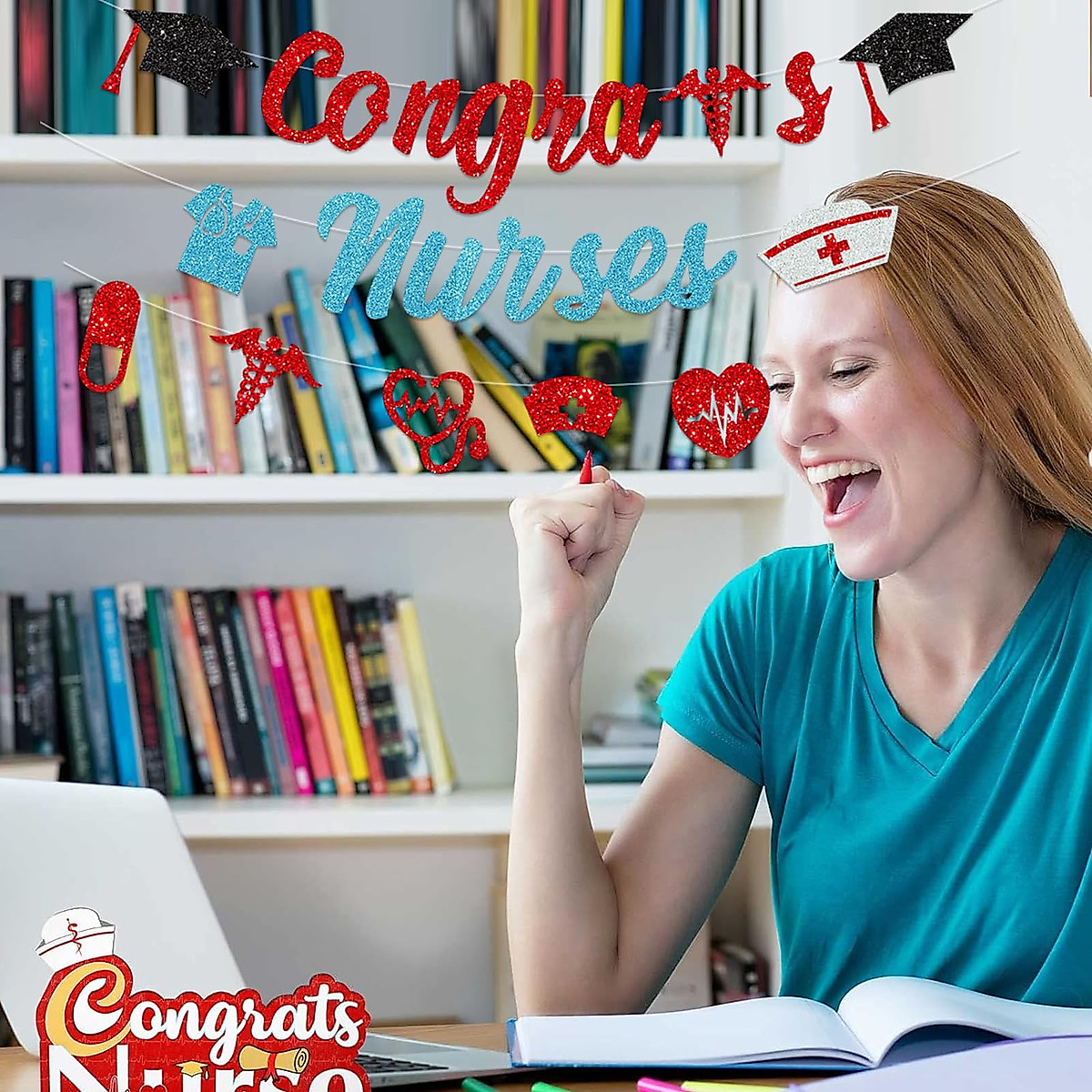 Congrats Nurse Banner Nurse Glitter Graduation Banner Party Decorations Class of 2024 Congrats RN BSN Congrats Nurse Grad Party Decor Garland Nursing School Graduate Favors