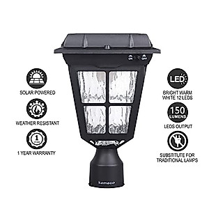 Kemeco ST4310Q-A Post Solar Light Bright 150 Lumens Warm White LED Outdoor Cast Aluminum Cap Patio Lighting for Pillar Pole Pathway Driveway Garden Landscape Yard