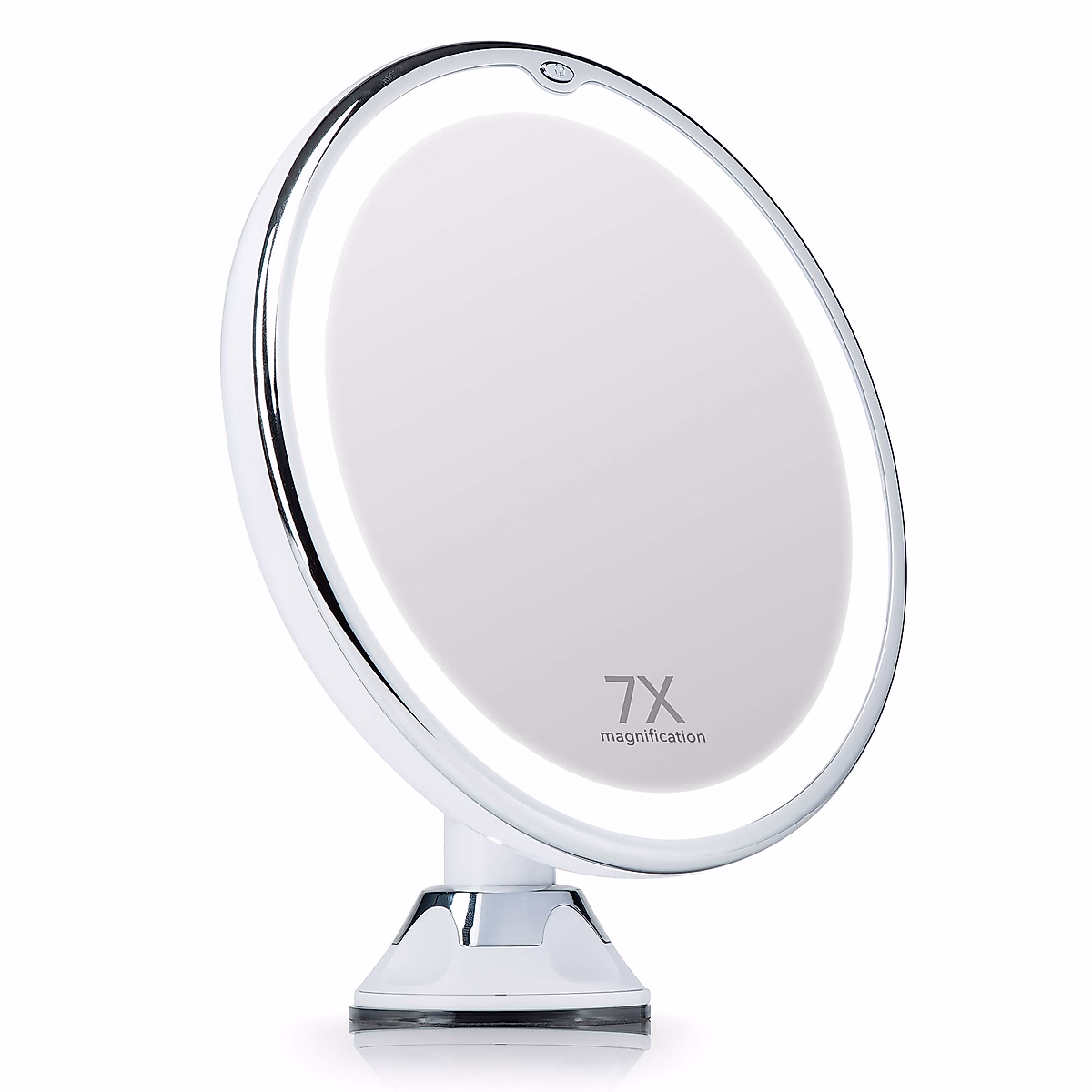 Fancii 7X Magnifying Lighted Vanity Makeup Mirror with 20 Natural LED Ring Lights, Locking Suction Cup, Cordless Travel Cosmetic Mirror - Maya 7