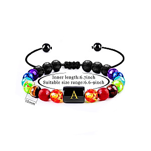 malyunin Initial Bracelet Stress Relief Gifts For Women Girls Yoga Chakra Bracelet For Women Healing Crystal Bracelet Essential Oil Bracelet For Women(A)