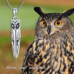 ONEFINITY Owl Necklace Sterling Silver Owl Pendant Oxidized Vintage Viking Owl Wiccan Jewelry Gift for Women