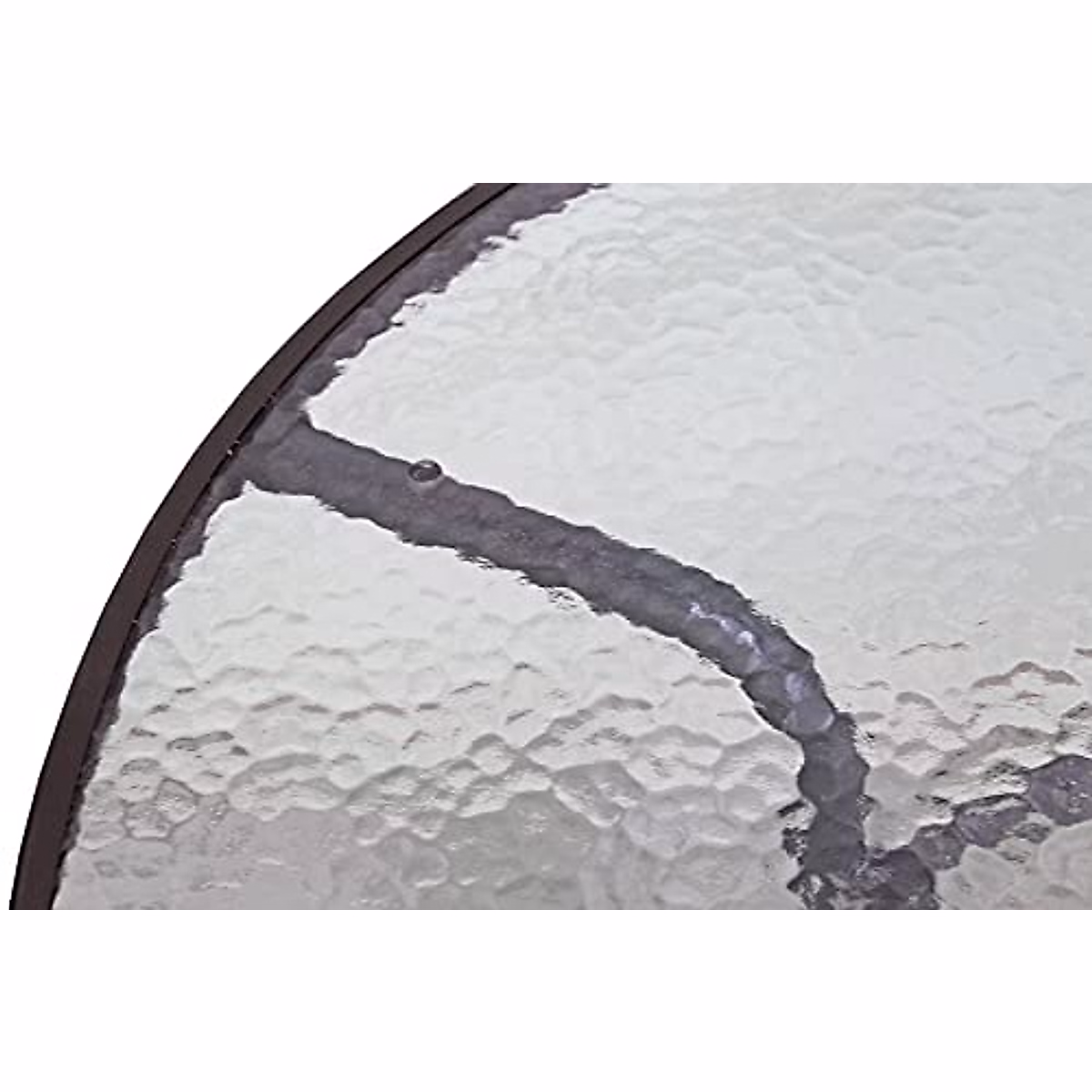 Garden Elements Sienna Metal Round Patio Glass Top Table, 40" (Brown)