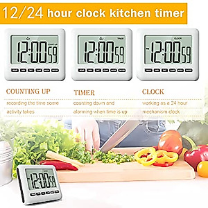 MOUISITON Magnetic Clock Kitchen Digital Timer with Alarm, 12/24 Hours Big Screen Loud Alarm & Strong Magnet, Count-Up & Count Down for Kitchen Baking Sports Games Office Study (Black)