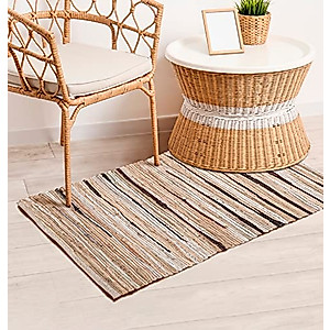 100% Cotton Rag Rug 2x3' - Multicolor Chindi Rug - Hand Woven & Reversible for Living Room Kitchen Entryway Rug - Linen,Kitchen Rugs, Farmhouse Rugs, Rugs for Living & Bedroom,Woven Rugs