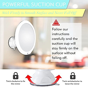 Beinocci 20x Magnifying Mirror with Light - 8'' Lighted Makeup Strong Magnification Portable Travel Suction Cup Easy Mounting LED Magnified for Bathroom, White (XH-011)