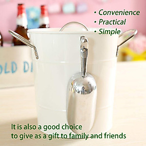Home by Jackie Inc T586 Cream 4L Metal Double Walled Ice Bucket Set with Lid and Scoop