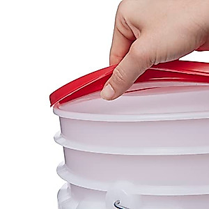 Hudson Exchange Car Wash, Dust Collector & General Use 7 Gallon Bucket with Red Lid, HDPE, Natural