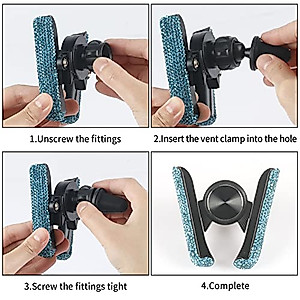 Amiss Bling Cell Phone Holder, Universal 360°Adjustable Car Phone Mount with One More Air Vent Base, Crystal Car Interior Decoration, for Dashboard and Air Vent - Pale Blue