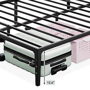 IDEALHOUSE 14 Inch Queen Metal Platform Bed Frame No Box Spring Needed, Bed Frame Queen Size with Heavy Duty Steel Slat Mattress Foundation, Noise Free, Easy Assembly