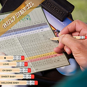 Crtiin 50 Pieces Baby Shower Pencils for Games Mini Golf Half Pencils, Presharpened with Erasers, 4 Inch(Wood Color,Simple Style)