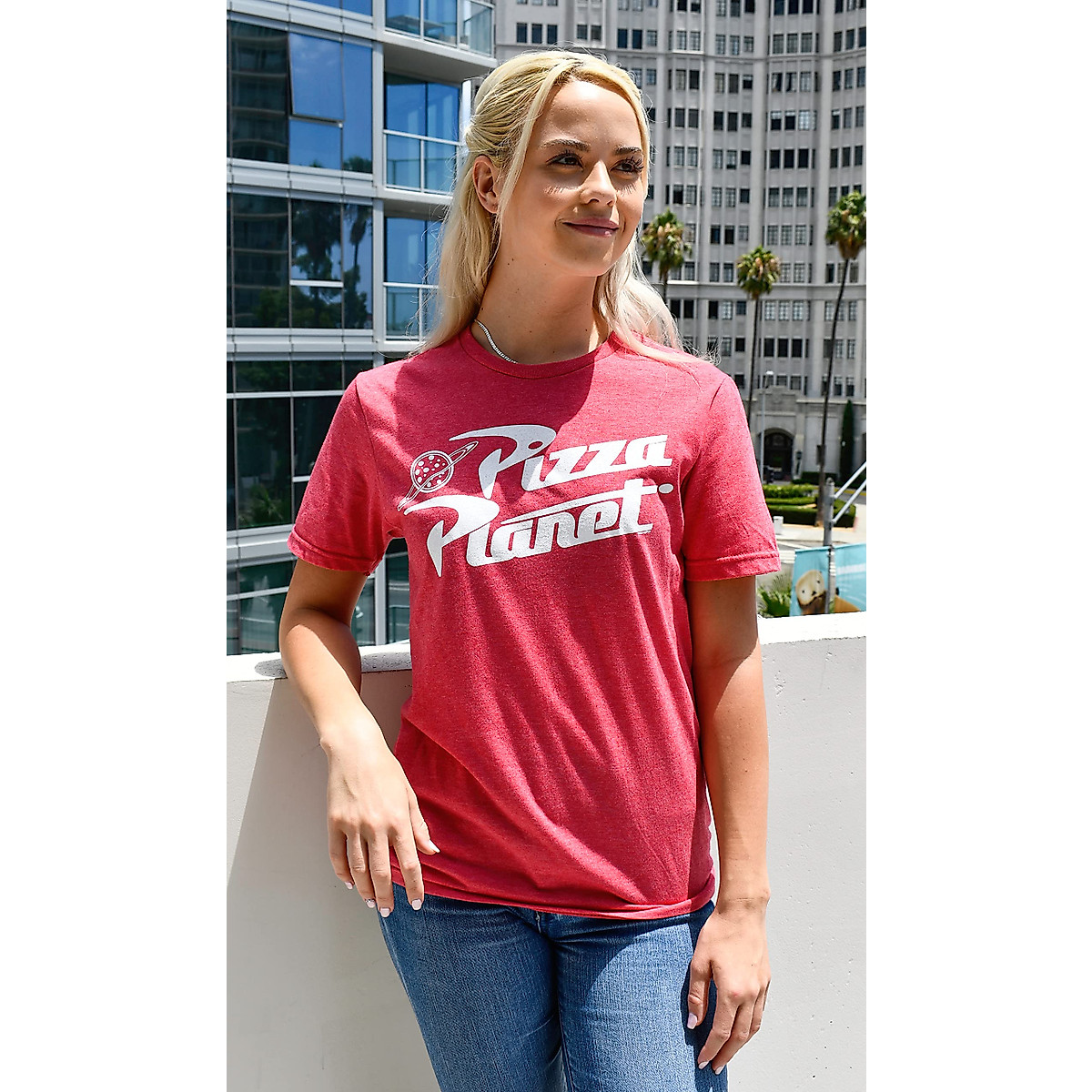 Toy Story Pizza Planet Delivery Adult T-Shirt (Medium, Heather Red)