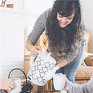 BELLA Electric Ceramic Tea Kettle, Boil Water Quickly and Easily, Detachable Swivel Base & Boil Dry Protection, Carefree Auto Shut Off, 1.2 L, Silver Tile Pattern