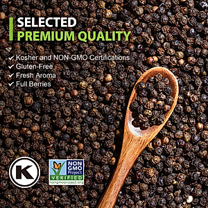 Soeos Whole Black Peppercorns 16oz + Himalayan Pink Salt 2lb, Salt and Pepper for Grinders, Black Peppercorn Refil, Pink Himalayan Sea Salt, 2 Piece Set