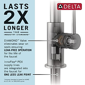 Delta Faucet Leland Brushed Nickel Kitchen Faucet, Kitchen Faucets with Pull Down Sprayer, Kitchen Sink Faucet, Faucet for Kitchen Sink with Magnetic Docking Spray Head, Arctic Stainless 9178-AR-DST