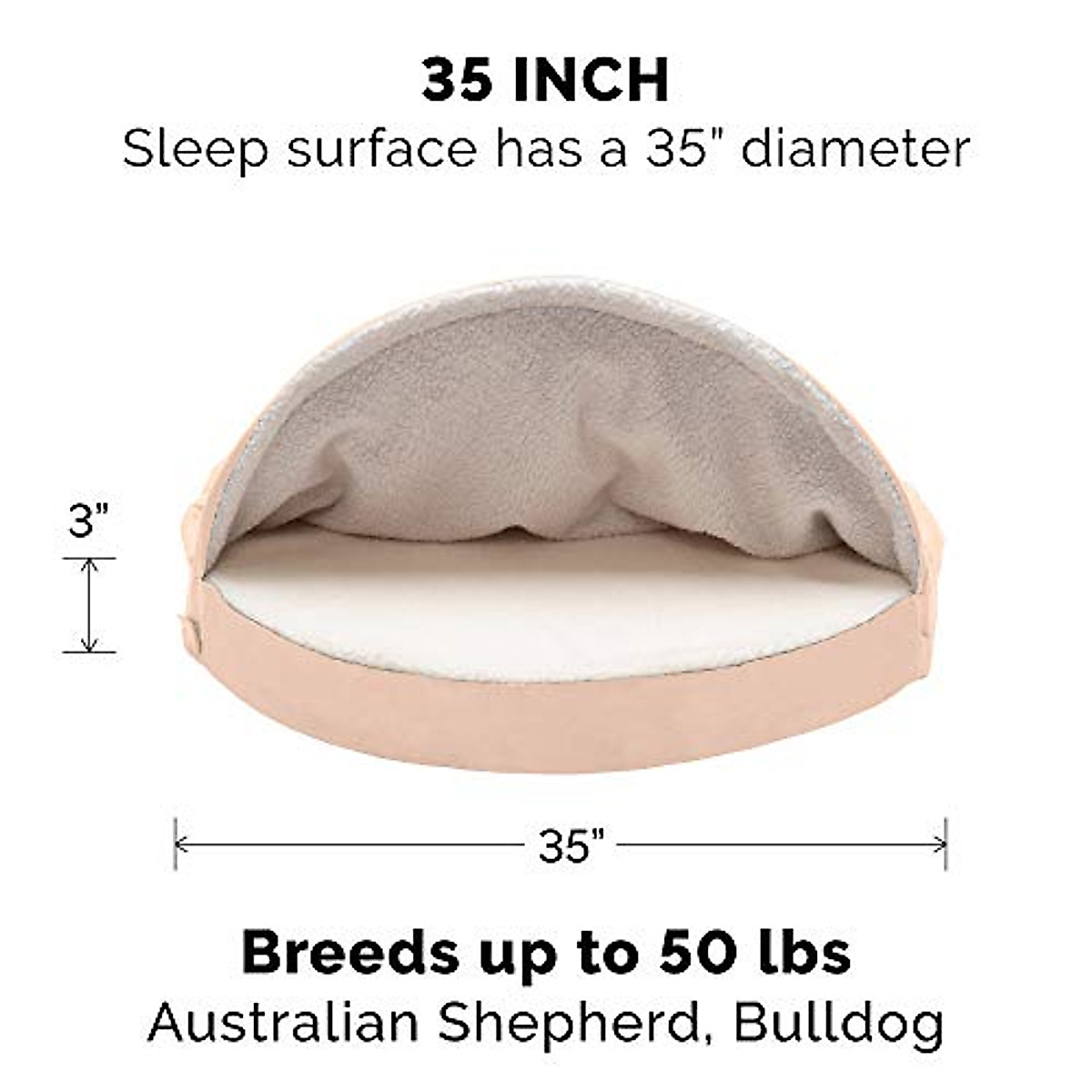 Furhaven 35" Round Orthopedic Dog Bed for Large/Medium Dogs w/ Removable Washable Cover, For Dogs Up to 50 lbs - Sherpa & Suede Snuggery - Cream, 35-inch