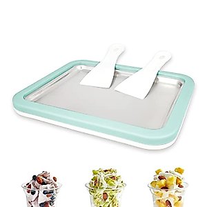 Instant Ice Cream Maker, Rolled Ice Cream Maker, Instant Gelato Pan/Roll, Homemade DIY Ice Cream for Fun Parent-Child Activities for Families Mint Green
