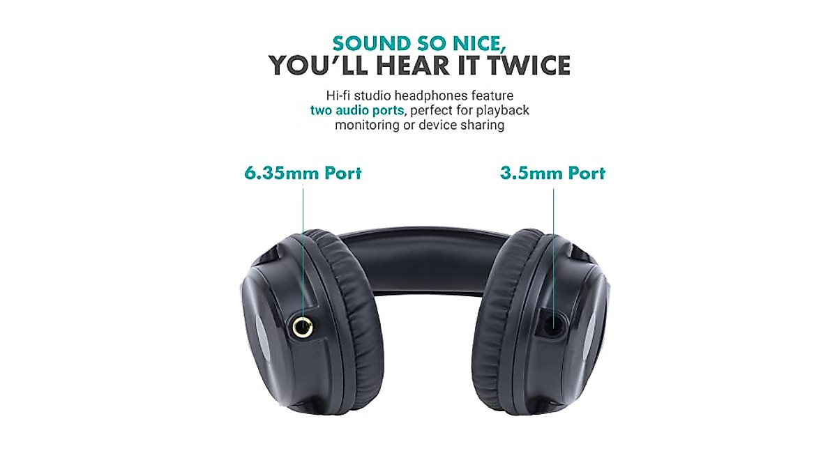 Movo MH-100 Hi-Fi Studio Headphones - Crisp Sound & Mic