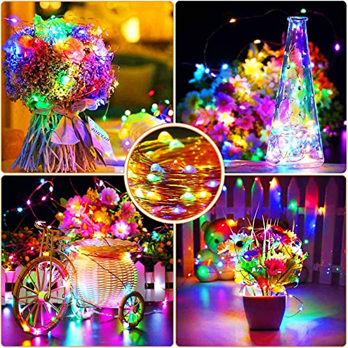 Christmas Lights,USB 8 Modes Remote LED String Lights, Fairy Light Outdoor, for Patio Garden Home Christmas Tree Wedding Decoration(2 Pack 5M)