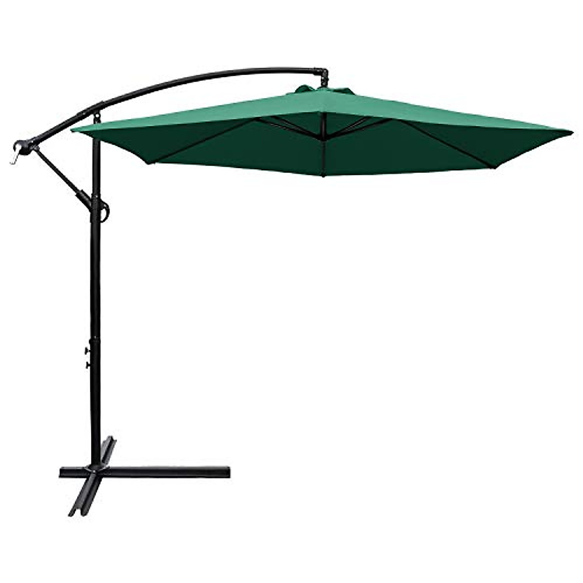Devoko 10 Ft Patio Offset Cantilever Umbrella Outdoor Market Hanging Umbrellas with Crank & Cross Base Suitable for Garden, Lawn, backyard, Deck and Poolside (Deep Green)