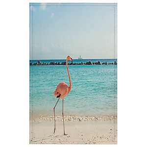 Flamingo Beach Kitchen Towels and Dishcloths Set of 4-17.7" x 28.3" Absorbent Dish Towels with Hanging Loop Hand Towel for Farmhouse Bar Towels & Tea Towels