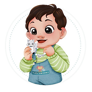 Kids Heroes Fox Teething Toy and Mitten Teether to Soothe Baby Boy Sore Gums, Teething Pacifier Clip, Grey