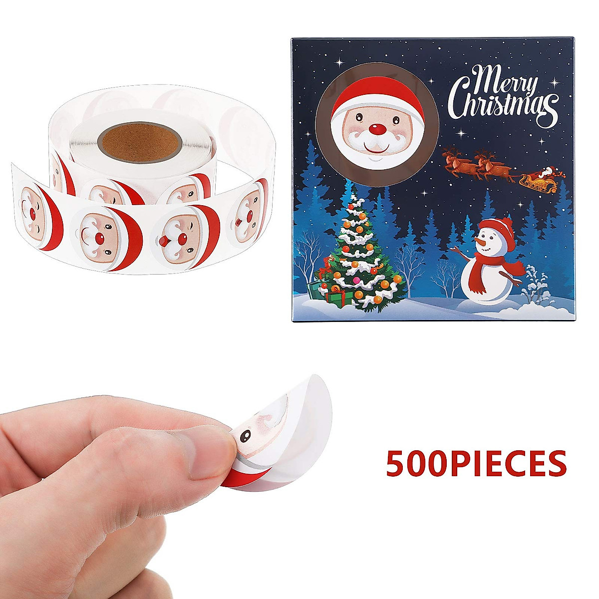500 Pieces Christmas Stickers Santa Face Stickers Red Buffalo Plaid Label Stickers Santa Claus Decoration for Kids, Christmas Party Holiday Birthday Cards Envelopes Goodie Gift Bag Fillers