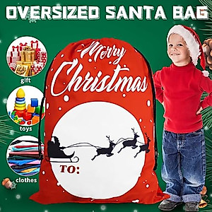 ulafbwur Hand Washable Santa Bag Reusable with Reindeer Sleigh Design Large 70x50cm Size Heavy Duty Cotton Material Festive Drawstring for Red