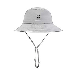 Baby Sun Hat Smile Face UPF 50+ Sun Protection Toddler Summer Cap Adjustable Beach Swim Bucket for Baby Boy Girl Kid