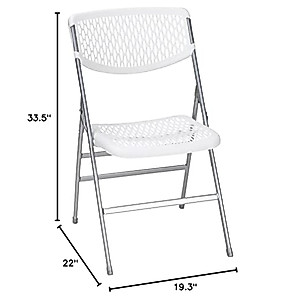 COSCO Ultra Comfort Commercial XL Plastic Folding Chair, 300 lb. Weight Rating, Triple Braced, White, 4-Pack