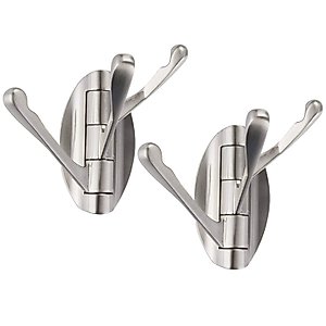 eoocvt 2pcs Folding Hook Wall Mounted Swivel Arm Triple Coat Hook Bathroom Kitchen Garage Clothes Hanger