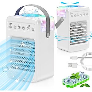 Air Conditioners Portable,180° Oscillating Mini Air Conditioners Portable for Room, Small Mini AC with Timer, 2 Cool Mist 4 Speeds, Small Room Air Conditioners for Office Room