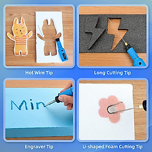 MINOVA 4 in 1 Cordless Hot Wire Foam Cutter 8V/2.0 Ah Built-in Battery Powered USB-C Charging Styrofoam Cutter Kit Luxury Foam Cutting Tool Foam Carving Tools
