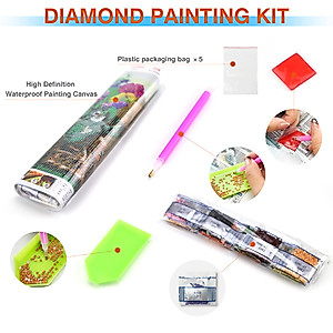 SUNMAIO 5D Diamond Painting Kits for Adults Kids, Animal Family Full Drill Round Diamond Crystal Gem Art Mermaid Painting, Paint by Numbers, Perfect for Home Wall Decor (12x16 inch)