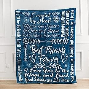 Best Friend Blanket Birthday Gifts with Loving Messages | Luxurious Friends Blanket for Best Friend Birthday Gifts for Women | Snuggly Soft Fleece Blanket 50" X 60"