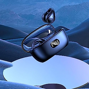 Open Ear Headphones Wireless Bluetooth 5.3，Noise Cancelling Earbuds，HiFi Stereo Headphones，Wireless Headphones, Ear Stereo Bass Headset with Earhooks LED Battery Display (Black)