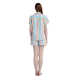 GLOBAL Womens Pajama Set Short Sleeve PJs for Women cotton Pajamas Summer Sleepwear