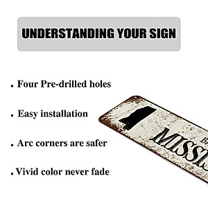 Bomehhjuli Back Home Again in Mississippi Tin Sign Mississippi State Metal Tin Sign Us State Aluminum Sign State Love Retro Chic Plaque Sign Decor for Country Home Kitchen Restaurant 24x6in