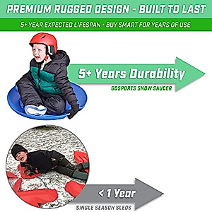 GoSports 29" Heavy-Duty Winter Snow Saucer with Padded Seat and Hand Pull Strap - Choose Your Style